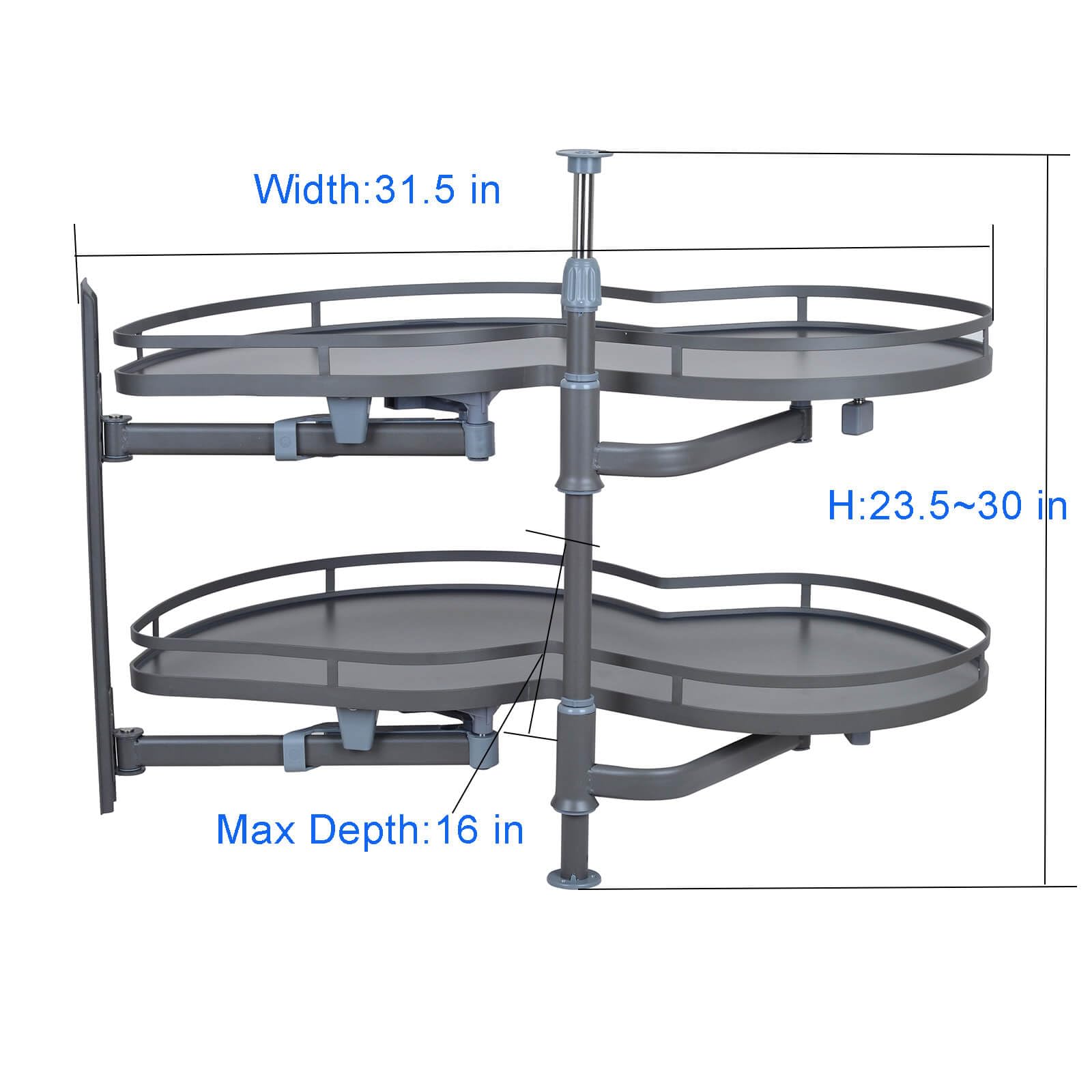 LOVKIT Blind Pull Out Shelf 2 Tier Pull Out Organizer For 36 Inch Blind Corner Cabinetry Double Layer Lazy Susan Rotating Shelves For Under Countertop Space Left Swing Out Tray Black Corner
