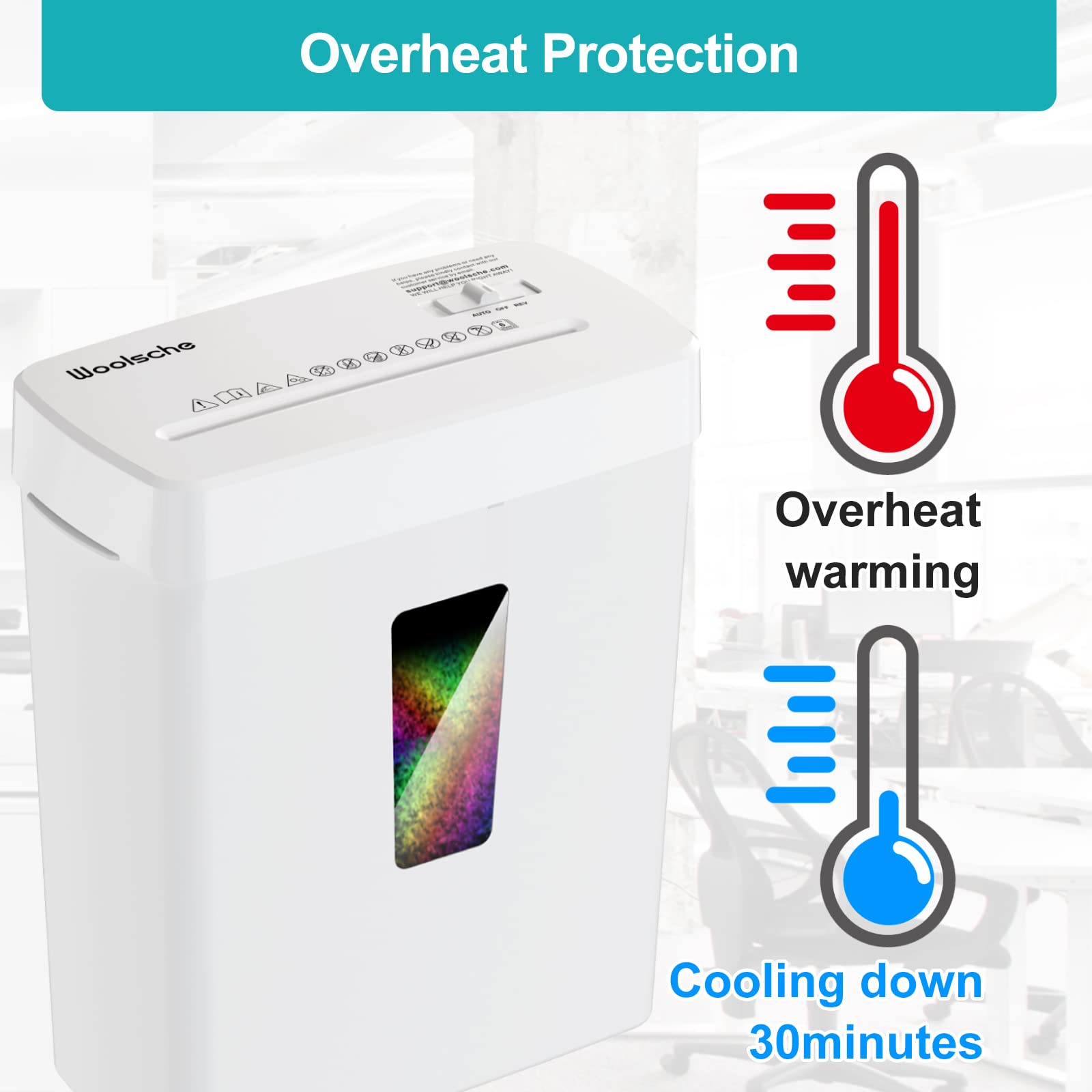 Woolsche Paper Shredder, P-5 Security Level, 6-Sheet Micro Cut with 3.43-Gallon Basket, Durable & Fast with Jam Proof System, Paper Shredder for Home Office (ETL)