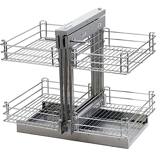 YEKIM Corner Pull Basket, Multifunctional Kitchen Cabinet Blind Corner Pull-Out Organizer, Household Rotating Storage Bottle Rack with Soft Close, Kitchen Storage Basket,A