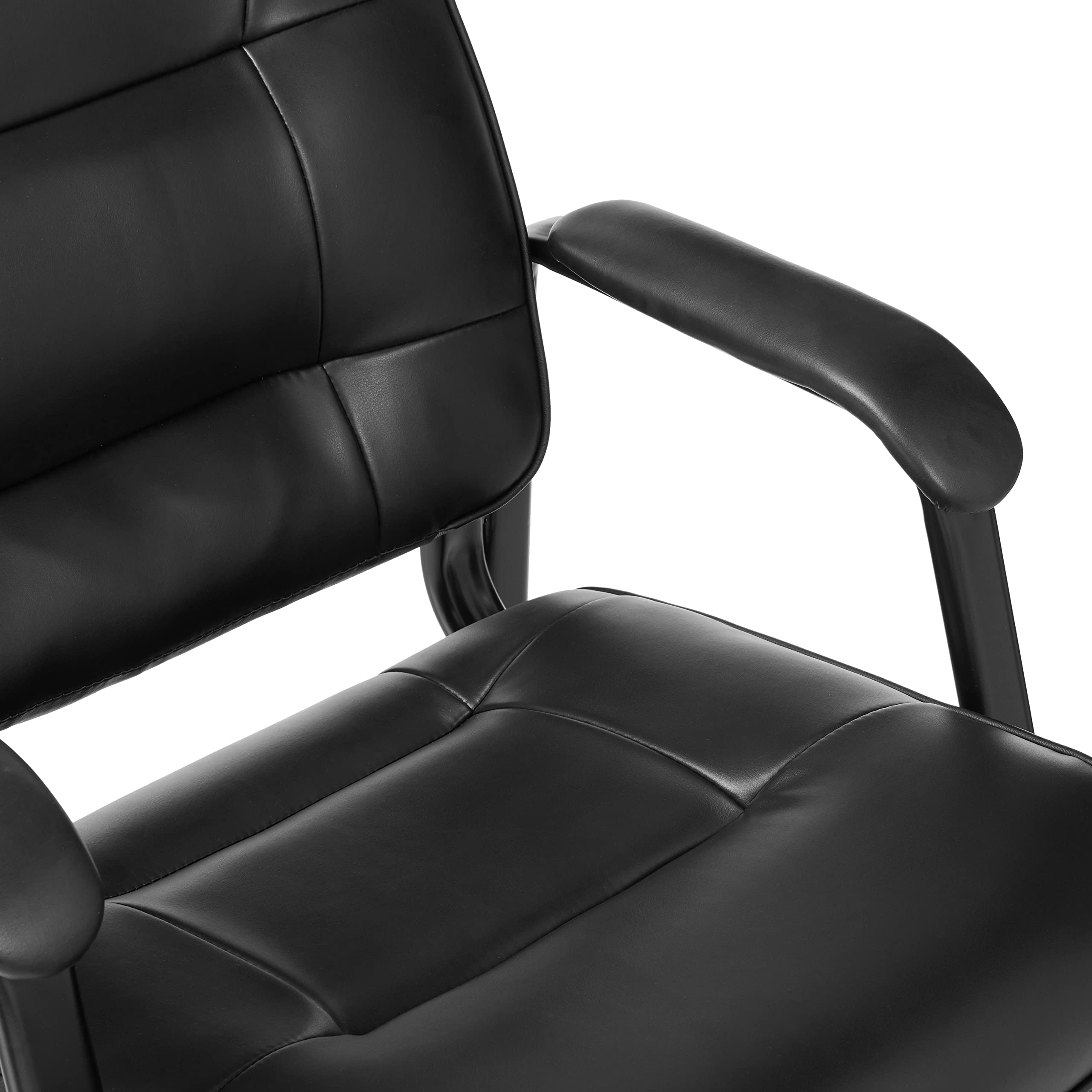 Amazon Basics Classic Faux Leather Office Desk Guest Chair with Metal Frame - Black