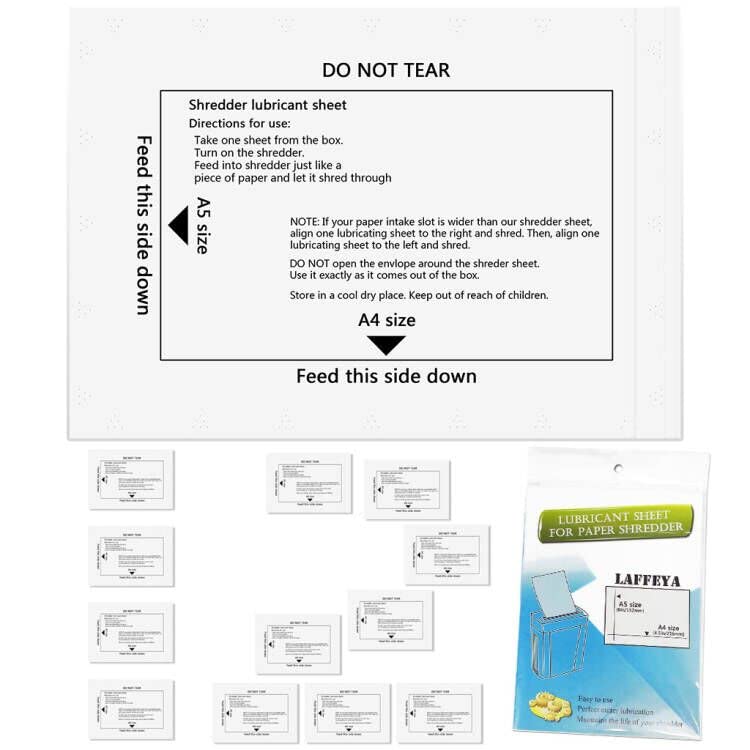 laffeya Paper Shredder Sharpening & Lubricant Sheets & Shredder Cleaning Sheets (12 Pack)