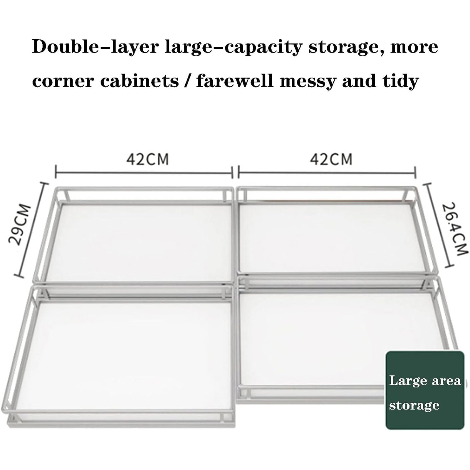 YEKIM Corner Pull Basket Kitchen Cabinet, Soft Close Blind Corner 4 Shelves, 2 Tier Sliding Cabinet Organizer, Kitchen Cabinet Corner Shelving Corner Swivel Organizer