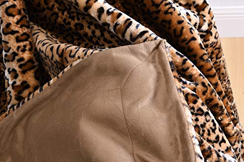 Faux Fur Throw Blanket Leopard Bed Blanket 50"x70" Super Soft Warm Reversible with Flannel Fleece Fuzzy Printed Blanket