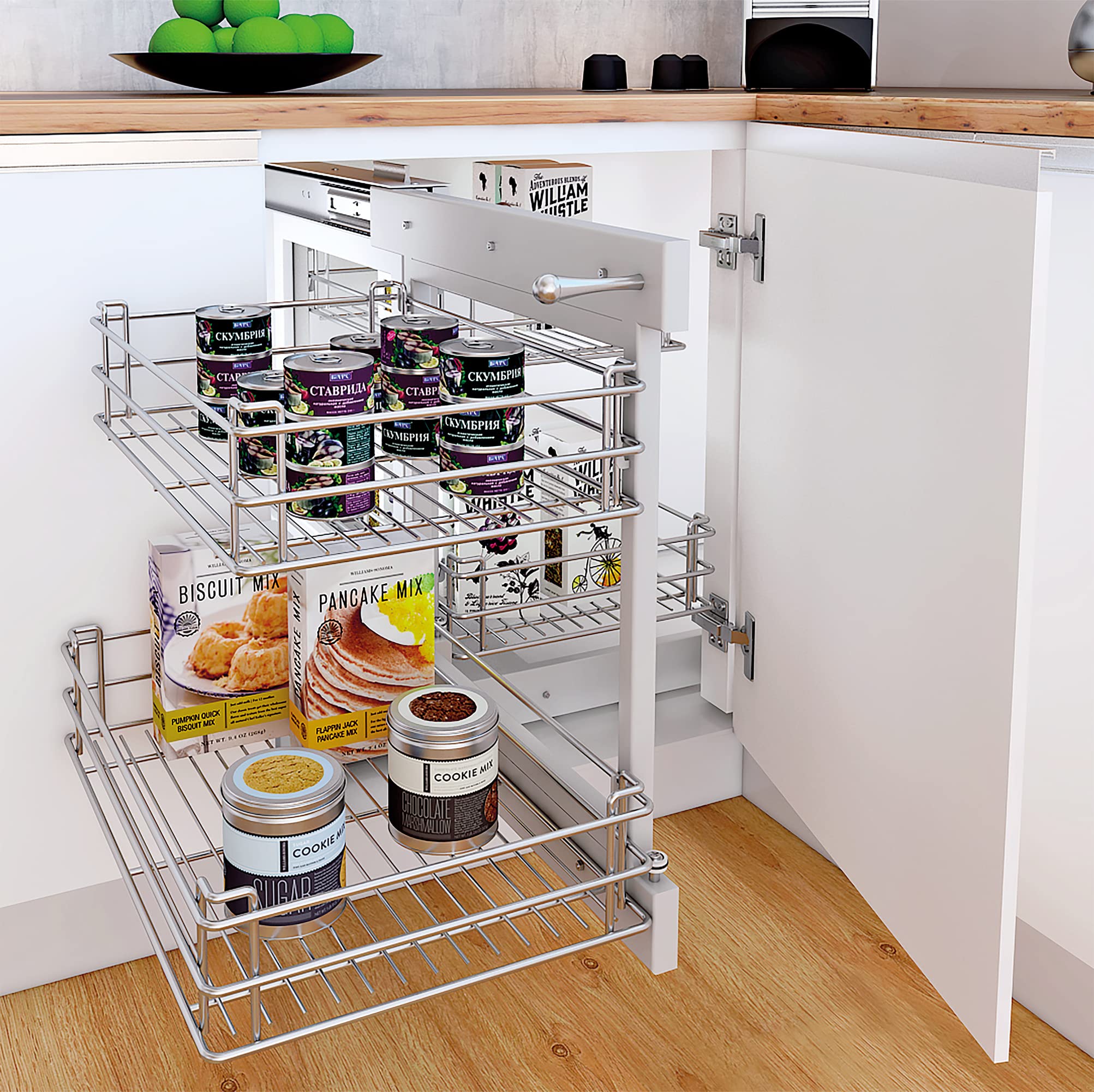 Tuhome Blind Corner Cabinet Organizer Grilled Base Silver X1 UN