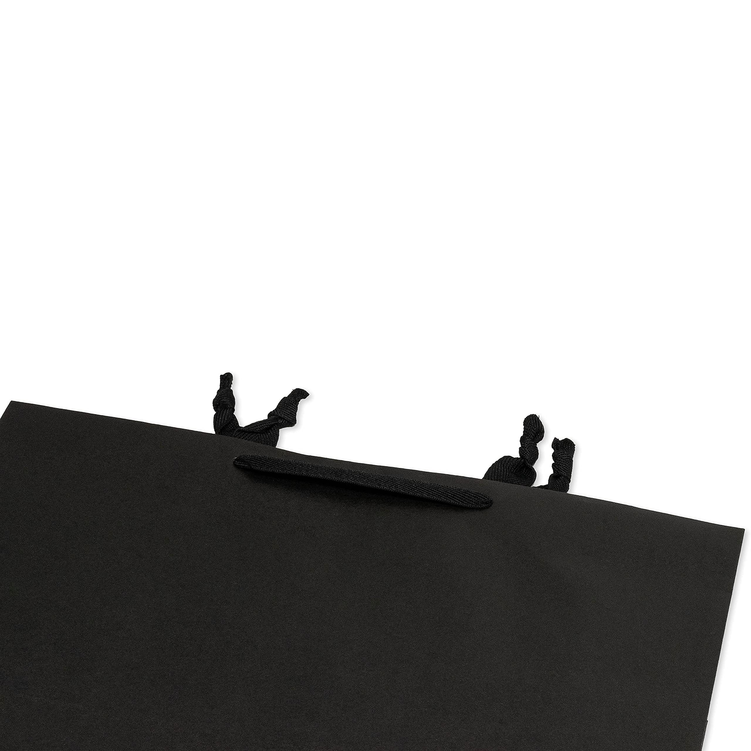 Prime Line Packaging Black Gift Bags with Handles - 50 Pack 16x6x12 Designer Shopping Bags in Bulk, Large Gift Wrap Euro Totes with Handles for Boutiques, Small Business