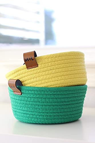 M+L Maple and Lark Woven Cotton Rope Basket, 7 x 3 inch Basket For Toy Storage Household Storage Nursery Bin Playroom Storage Playroom Bin Toy Bin (Primary Set ( Red, Yellow, Green, Blue))