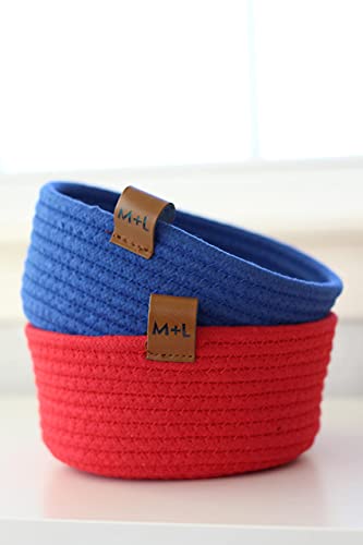 M+L Maple and Lark Woven Cotton Rope Basket, 7 x 3 inch Basket For Toy Storage Household Storage Nursery Bin Playroom Storage Playroom Bin Toy Bin (Primary Set ( Red, Yellow, Green, Blue))