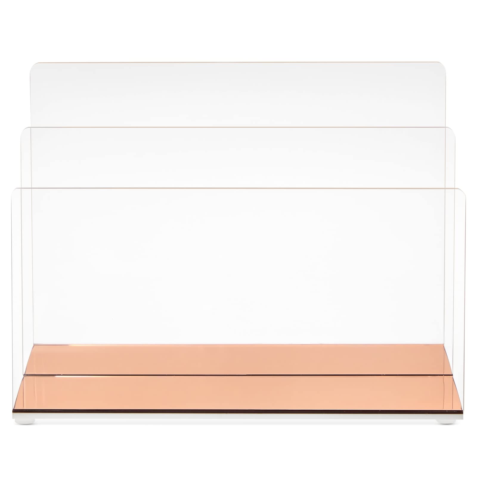Clear Acrylic File Organizer with 2 Slots, Office Desk Paper, Mail, and Letter Sorter (9 x 5 x 7 in)