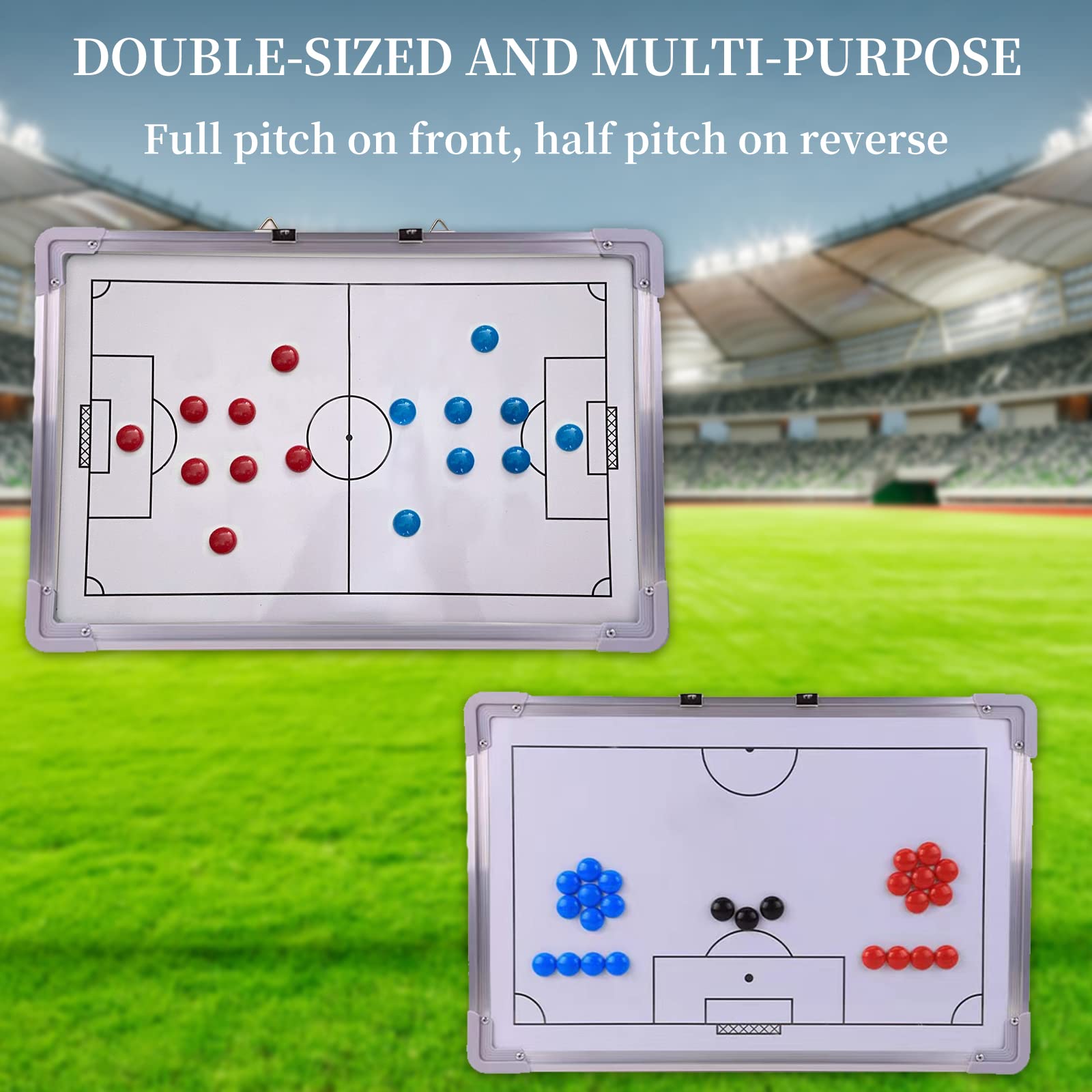 Magnetic Soccer Football Coach Board,Portable Clipboard Tactical Magnetic Board Kit W/Marker Pieces,Pen, Eraser, Storage Bag
