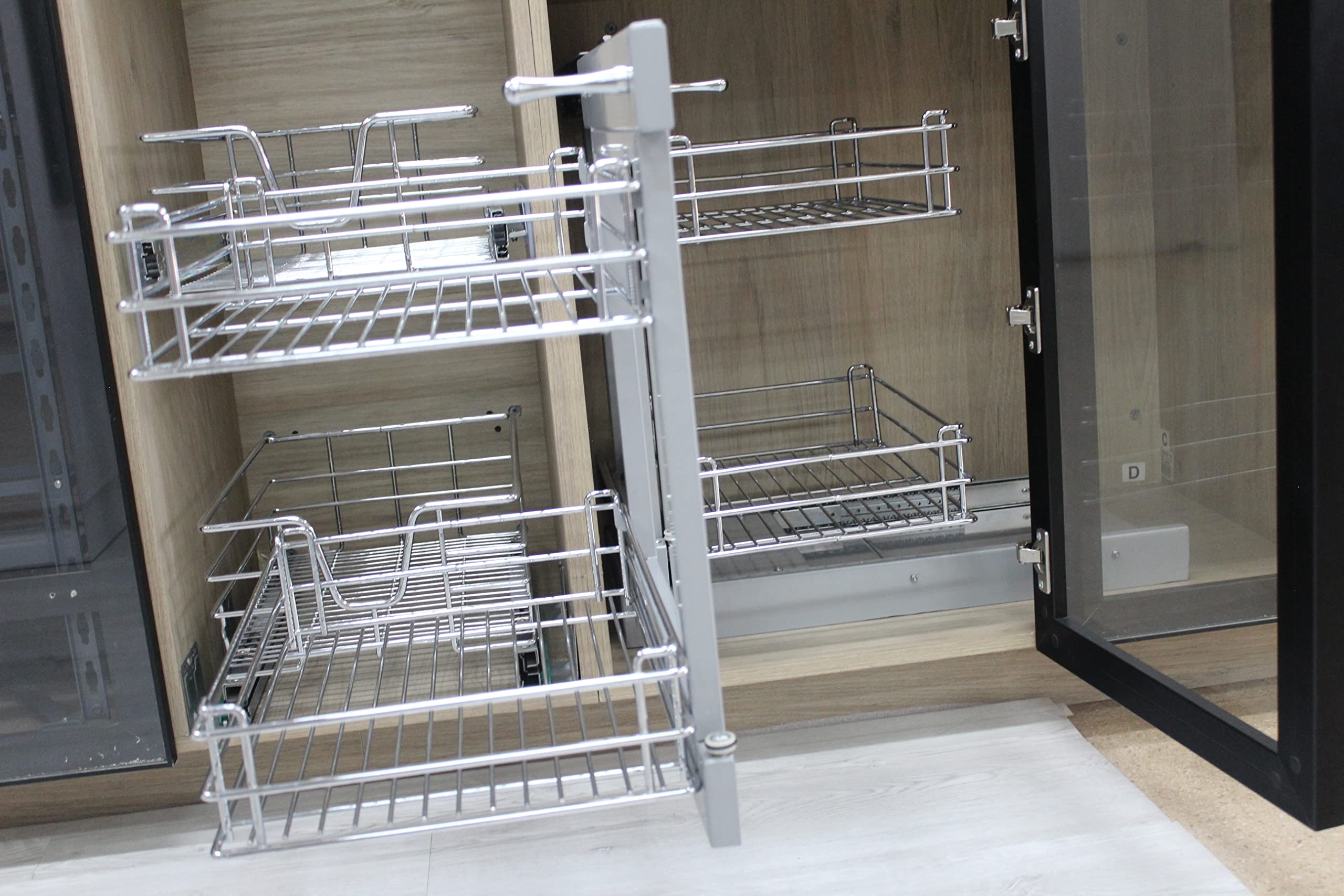 Tuhome Blind Corner Cabinet Organizer Grilled Base Silver X1 UN