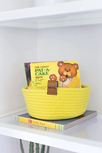 M+L Maple and Lark Woven Cotton Rope Basket, 7 x 3 inch Basket For Toy Storage Household Storage Nursery Bin Playroom Storage Playroom Bin Toy Bin (Primary Set ( Red, Yellow, Green, Blue))