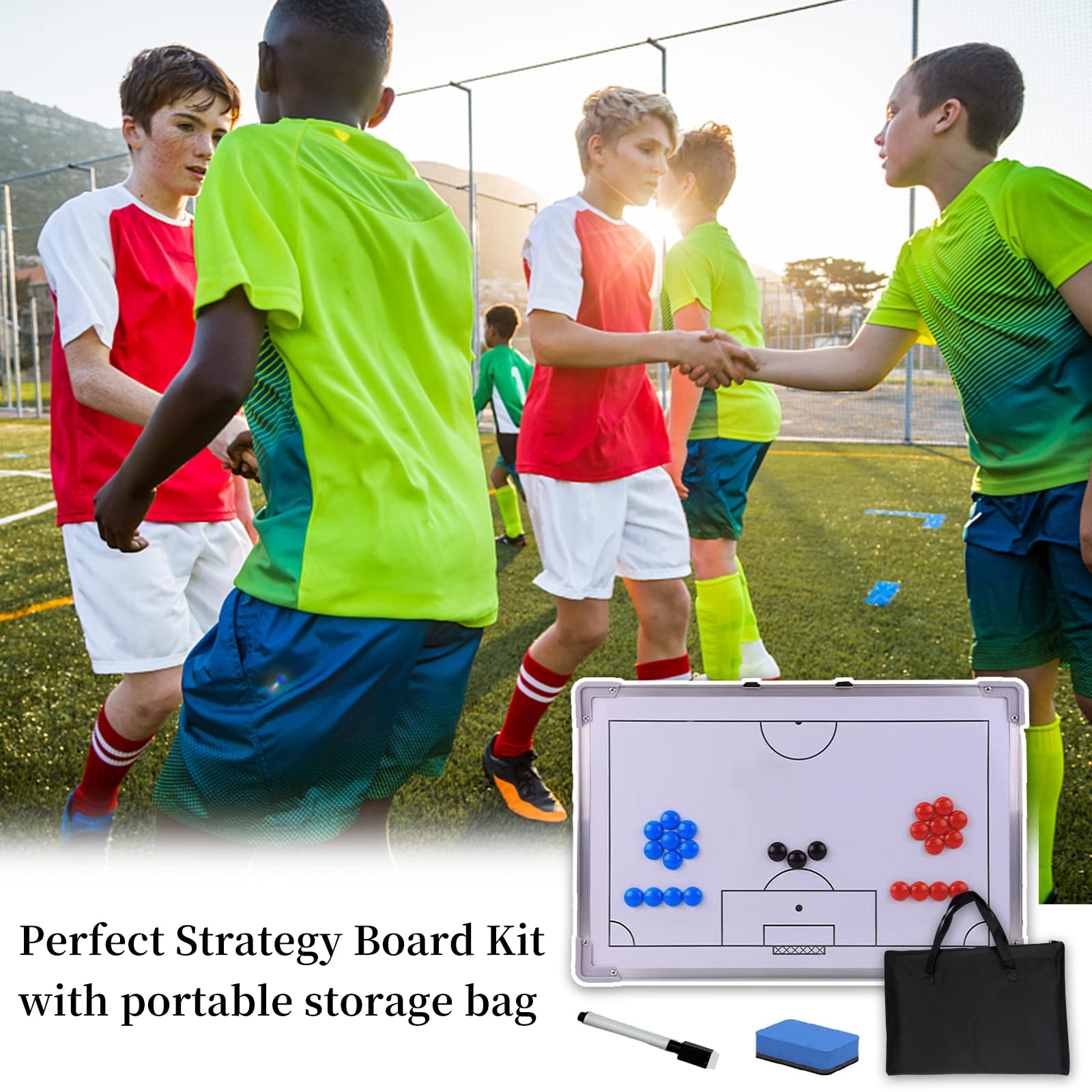 Magnetic Soccer Football Coach Board,Portable Clipboard Tactical Magnetic Board Kit W/Marker Pieces,Pen, Eraser, Storage Bag