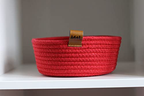 M+L Maple and Lark Woven Cotton Rope Basket, 7 x 3 inch Basket For Toy Storage Household Storage Nursery Bin Playroom Storage Playroom Bin Toy Bin (Primary Set ( Red, Yellow, Green, Blue))