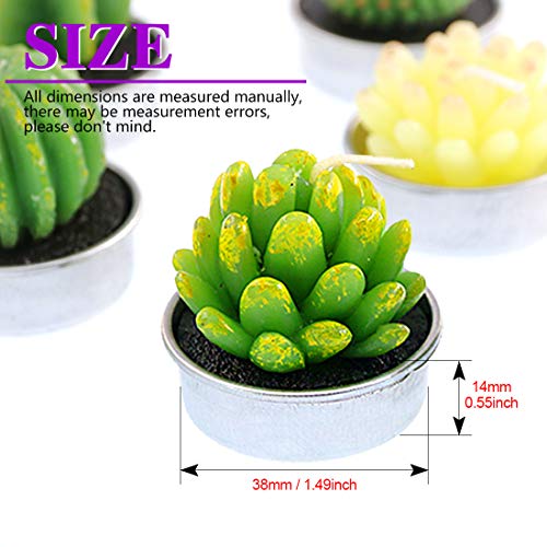 Swpeet 12Pcs Decorative Succulent Cactus Tealight Candles Kit, Cute Smokeless Succulent Plants Perfect for Candles Festival Wedding Props and House-Warming Party