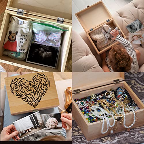 EXISTING Wooden Memory Keepsake Box, Floral Heart Engraved Keepsake Boxes with Lids, Memory Box for Keepsakes for Anniversary, Wedding, Memory, Birthday, Valentines Day, Wood Box for Office or Home