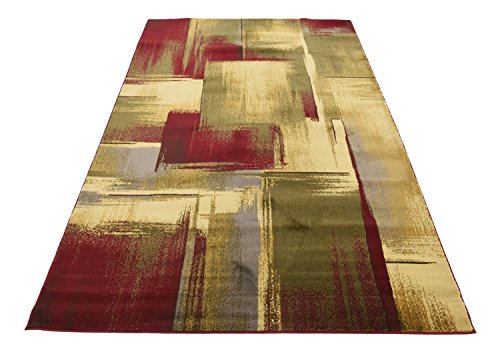 Unique Loom Barista Collection Modern, Abstract, Urban, Distressed, Rustic, Warm Colors Area Rug, 5 ft x 8 ft, Multi/Olive