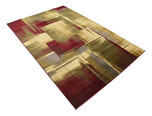 Unique Loom Barista Collection Modern, Abstract, Urban, Distressed, Rustic, Warm Colors Area Rug, 5 ft x 8 ft, Multi/Olive