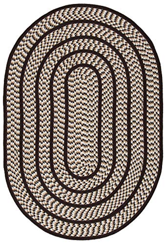 SAFAVIEH Braided Collection 4' x 6' Oval Ivory / Black BRD401C Handmade Country Cottage Reversible Area Rug