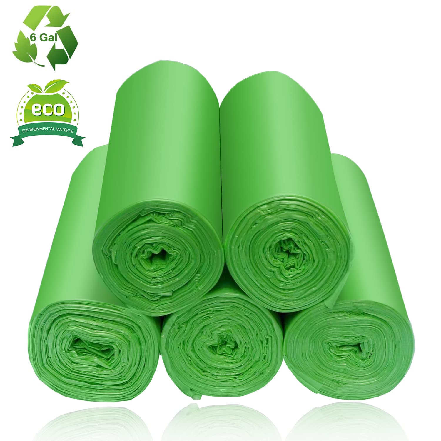 6 Gallon Biodegradable Trash Bags for Office Shredder, Small Garbage Bags Recyclable Wastebasket Trash Liners for Bathroom Kitchen Home Bins, 100 Counts