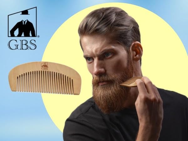 G.B.S Men's Oval Wood Handle Boar Bristle Brush, Beard Comb, Wooden beard comb, Ideal Choice for Men- Professional beard brush for super-stylish beard
