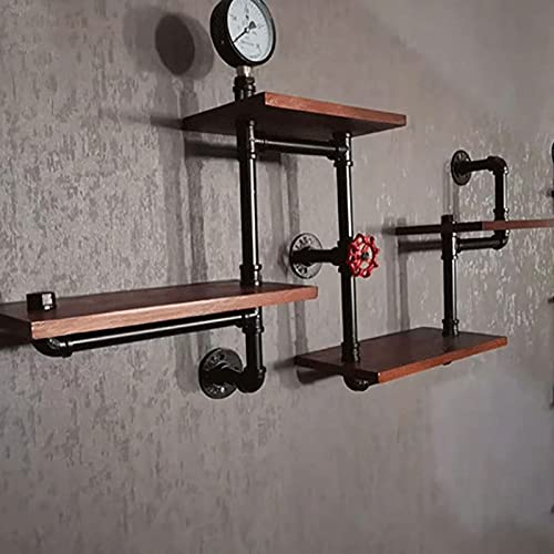 YIYIBYUS Floating Shelves Wall Mounted, Rustic Wood Wall Storage Shelves Hanging Shelf for Bedroom, Living Room, Bathroom, Kitchen, Office Display Decor Black