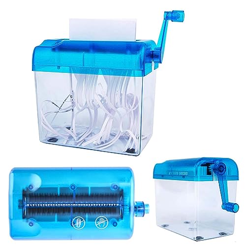 Manual Paper Shredder Mini Hand Shredder Portable,Paper Shredder for Office Home, Mini Portable Paper Shredder Documents Paper Cutting Tool (Blue)