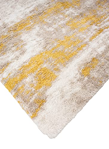 NOORI RUG - Premium & Luxury Imported - Lux Madison Machine Made High Pile Abstract - Rectangle - Gold - Beige - 5' x 8', Bedroom, Living Room