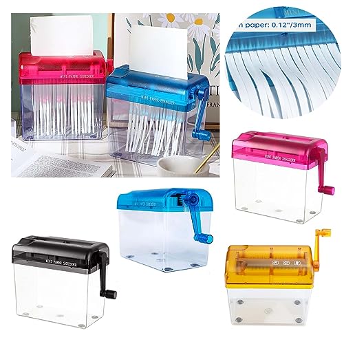 Manual Paper Shredder Mini Hand Shredder Portable,Paper Shredder for Office Home, Mini Portable Paper Shredder Documents Paper Cutting Tool (Blue)