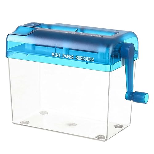 Manual Paper Shredder Mini Hand Shredder Portableļ¼Paper Shredder for Office Homeļ¼ Mini Portable Paper Shredder Documents Paper Cutting Tool (Blue)