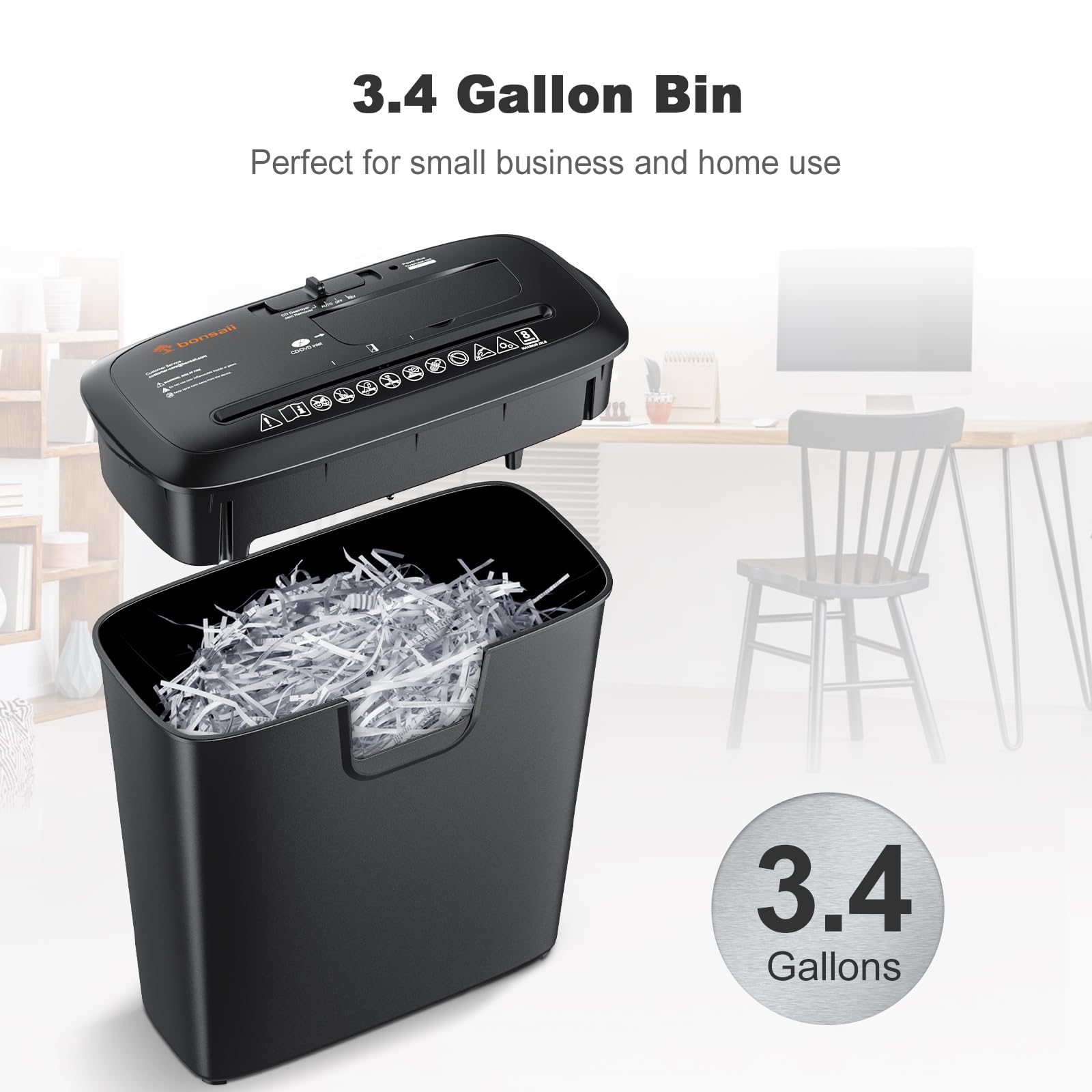 Bonsaii Paper Shredder for Home Use, 8-Sheet StripCut Home Office Shredder, CD/Credit Card Shredder Machine with Overheat Protection, 3.4 Gallons Wastebasket