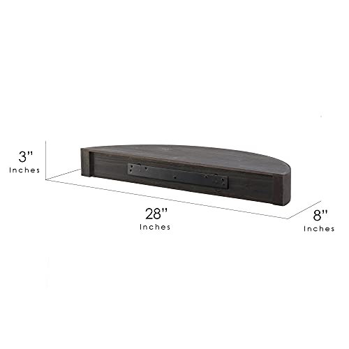 American Art Decor Small Rustic Round Oval Wood Decorative Floating Wall Mounted Shelf - Black - 28" L x 3" H x 8" D