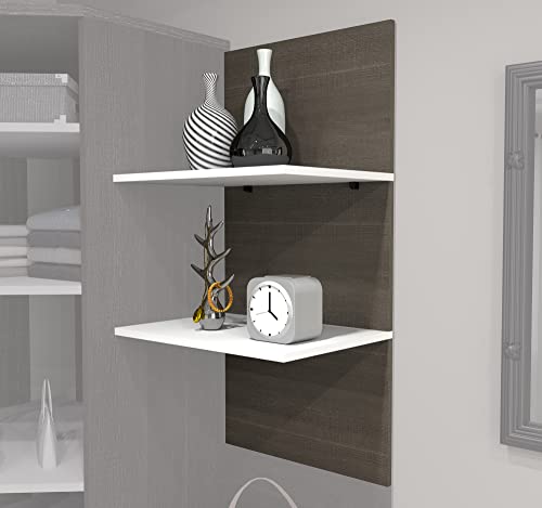 Bestar Cielo Floating Shelves, Bark Grey & White