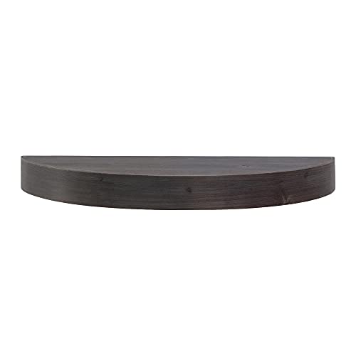 American Art Decor Small Rustic Round Oval Wood Decorative Floating Wall Mounted Shelf - Black - 28" L x 3" H x 8" D