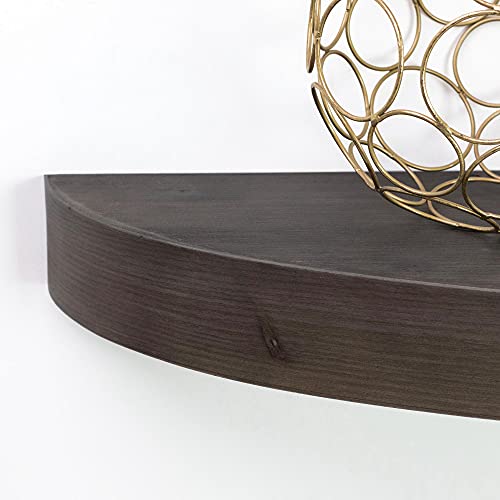 American Art Decor Small Rustic Round Oval Wood Decorative Floating Wall Mounted Shelf - Black - 28" L x 3" H x 8" D