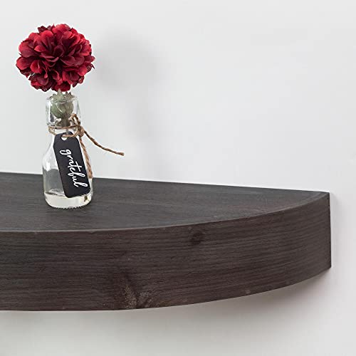 American Art Decor Small Rustic Round Oval Wood Decorative Floating Wall Mounted Shelf - Black - 28" L x 3" H x 8" D
