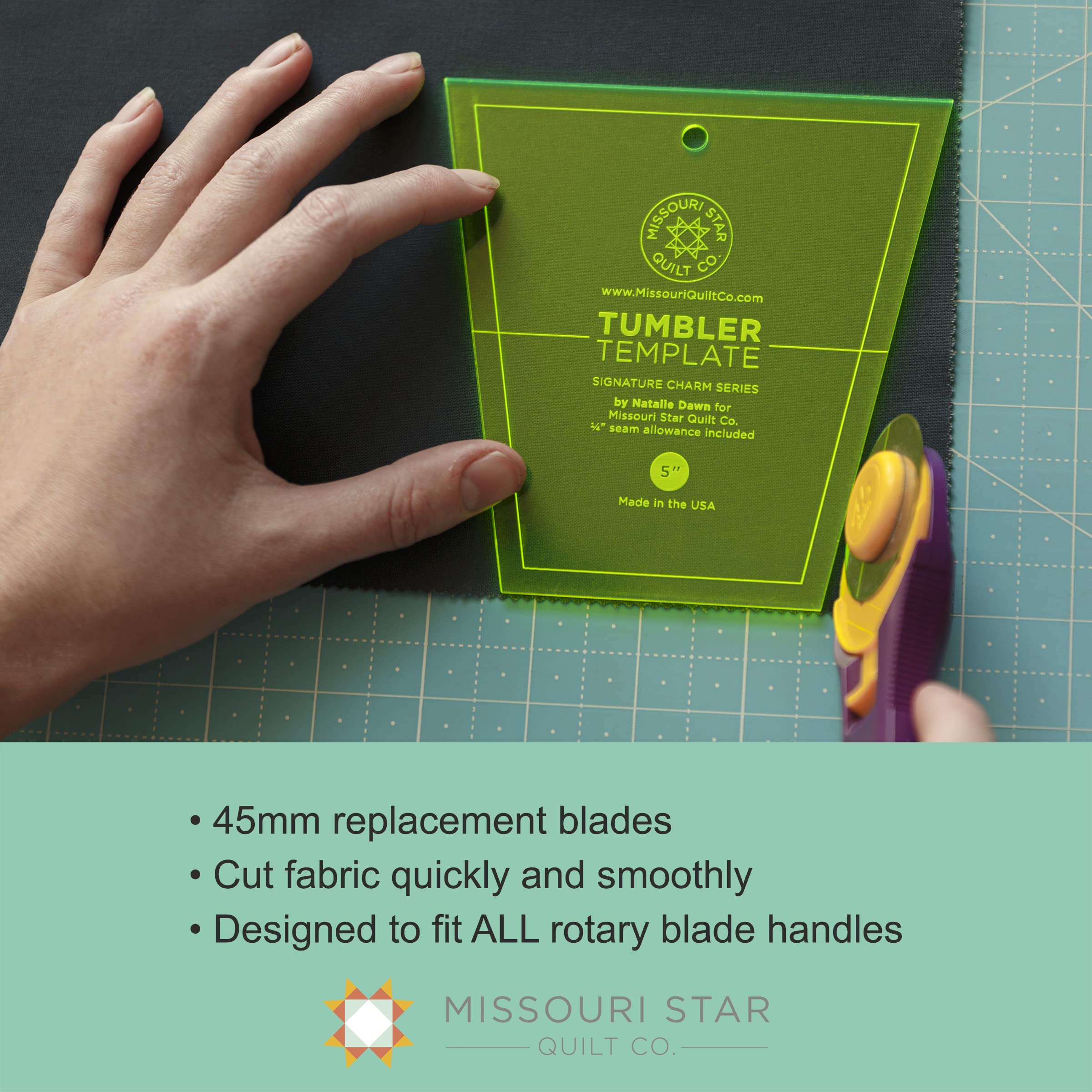 Missouri Star Universal Rotary Cutter Blades 45mm, 5 Pack | Super Sharp Replacement Blades, Fits All Rotary Cutter Handles | Fabric Trimmer Refill for Quilting and Sewing Projects