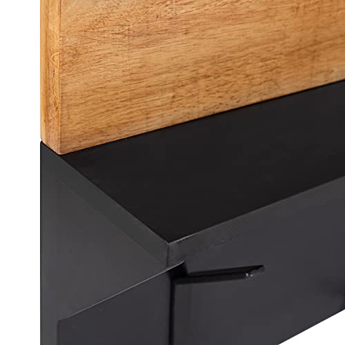 Kate and Laurel Samuels Farmhouse 5-Hook Wall Shelf, 42 x 5 x 22, Rustic Brown and Black, Decorative Wall Storage