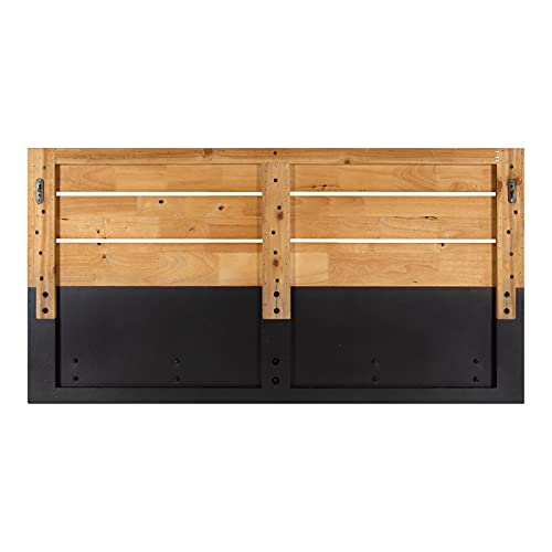 Kate and Laurel Samuels Farmhouse 5-Hook Wall Shelf, 42 x 5 x 22, Rustic Brown and Black, Decorative Wall Storage