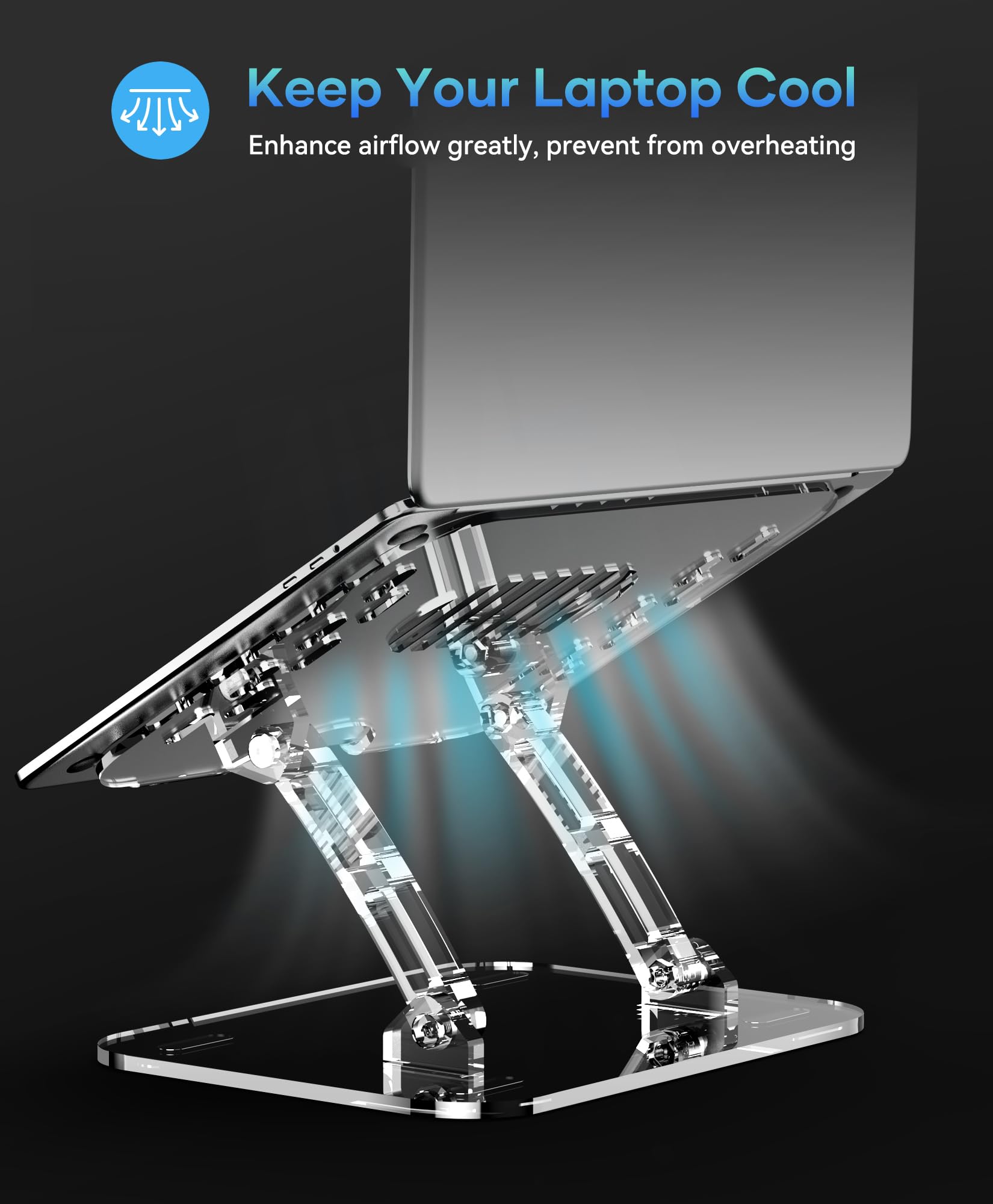 Lpoake 𝟮𝟬𝟮𝟯 𝗨𝗽𝗴𝗿𝗮𝗱𝗲𝗱 Acrylic Laptop Stand for Desk Clear Laptop Riser Adjustable Height White Computer Stand for Laptop Compatible with 10 to 15.6 Inches Laptops(Transparent)