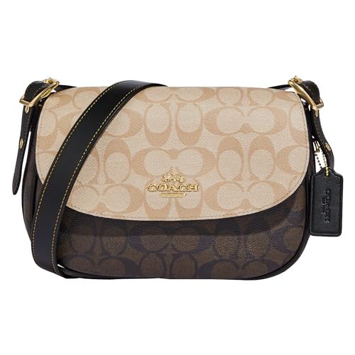 COACH Macie Saddle Bag, Light Khaki Brown Multi