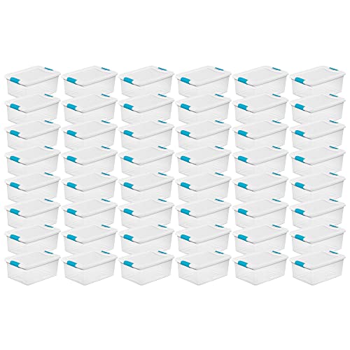 Sterilite Plastic 15 Quart Stacking Storage Box Container with Latching Lid for Home, Office, Workspace, and Utility Space Organization, 48 Pack
