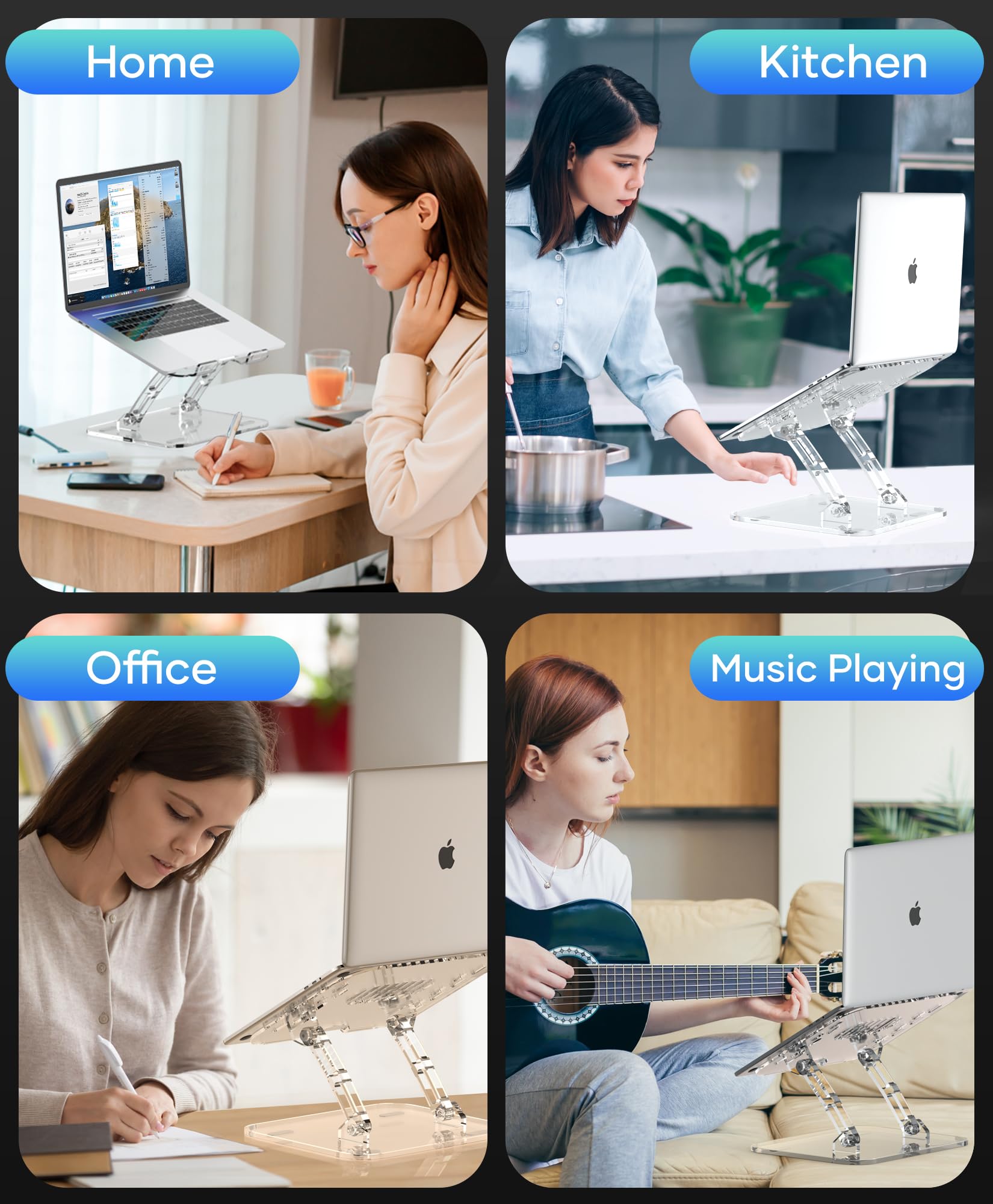 Lpoake 𝟮𝟬𝟮𝟯 𝗨𝗽𝗴𝗿𝗮𝗱𝗲𝗱 Acrylic Laptop Stand for Desk Clear Laptop Riser Adjustable Height White Computer Stand for Laptop Compatible with 10 to 15.6 Inches Laptops(Transparent)