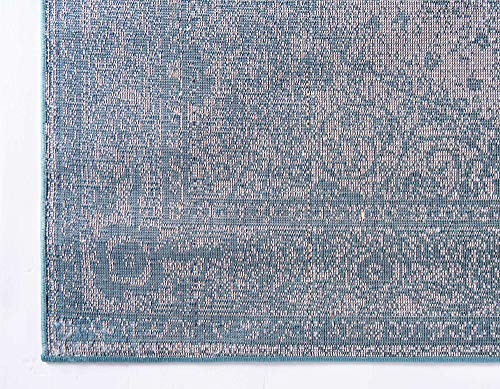 Unique Loom Bromley Collection Vintage, Medallion, Country, Traditional, Border Area Rug, 8 ft x 10 ft, Turquoise/Ivory
