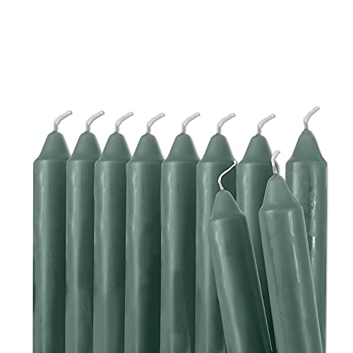 10 Pack Straight Unscented Green Candles - 9.5 Inch Tall Candle Sticks - Dripless Long Burning Candles for Dinner Table, Weddings, Home Decoration, Holidays - 8 Hour Burn Time