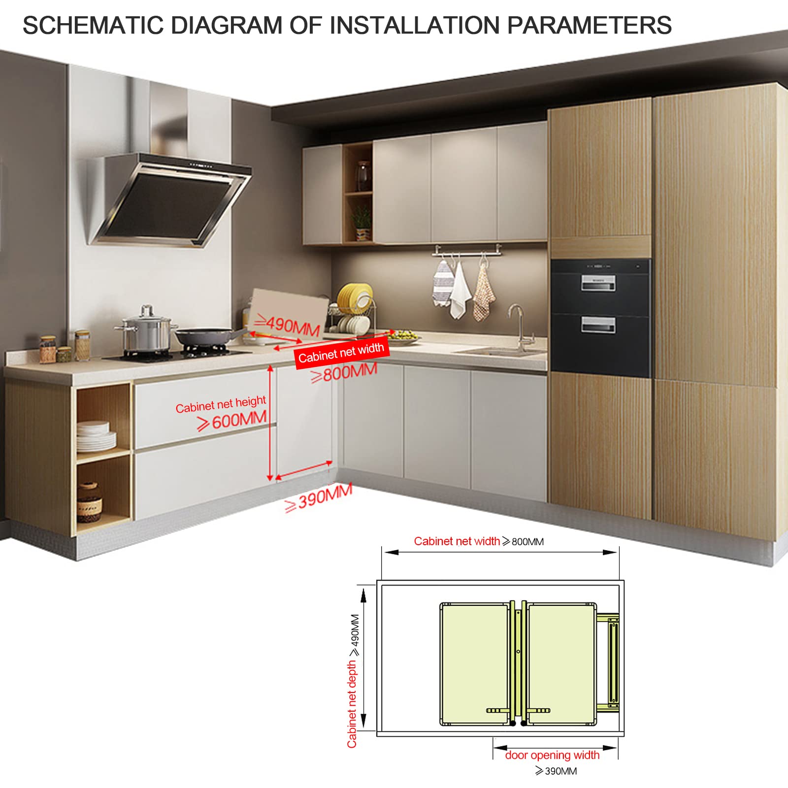 ZHIRCEKE Kitchen Blind Corner Pull Out Shelf Organiser Corner Slide Out Pan Pot Rack Shelving Unit Organizer for 900-1000mm Cabinet