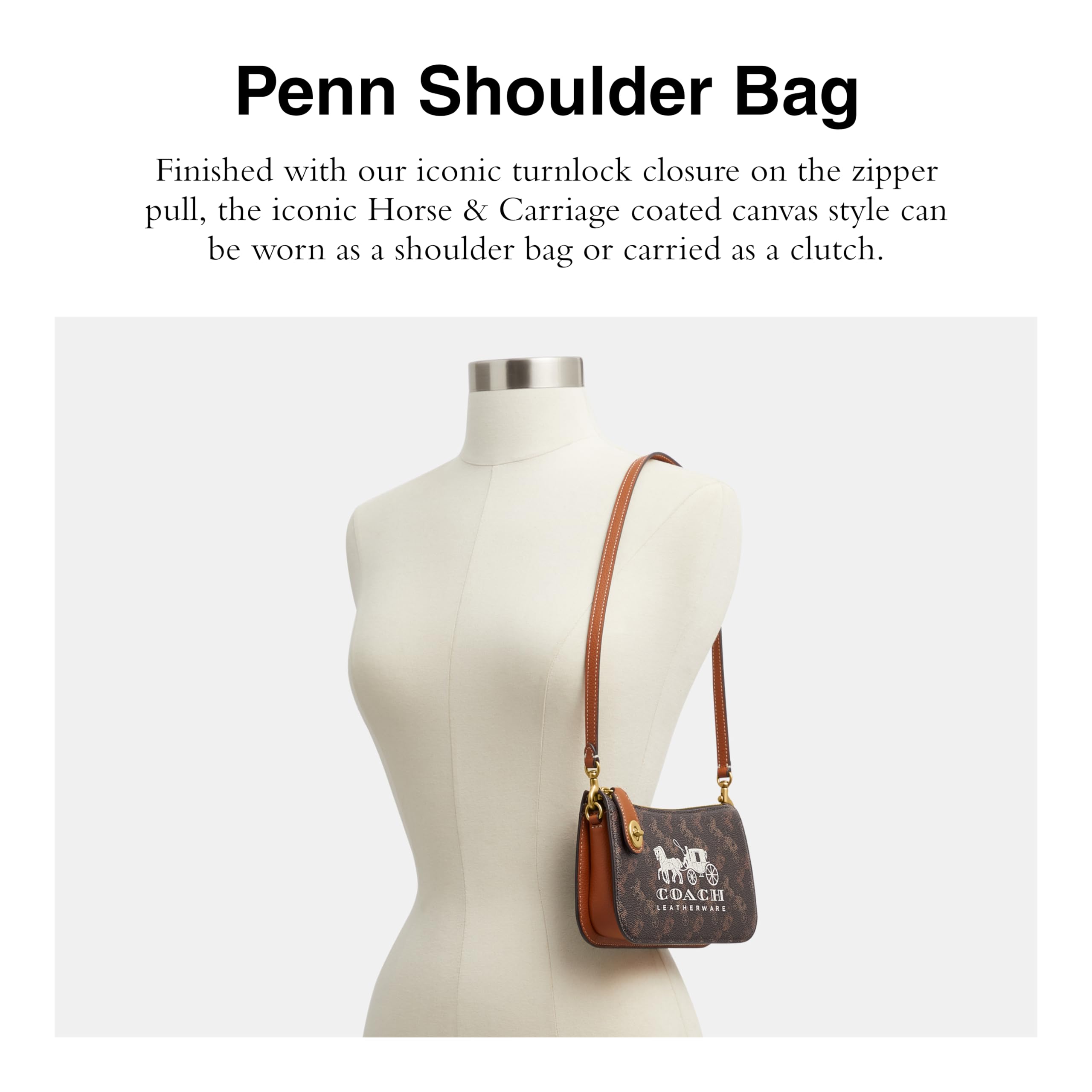 Coach Horse and Carriage Coated Canvas Turnlock Penn Shoulder Bag, Truffle Burnished Amber