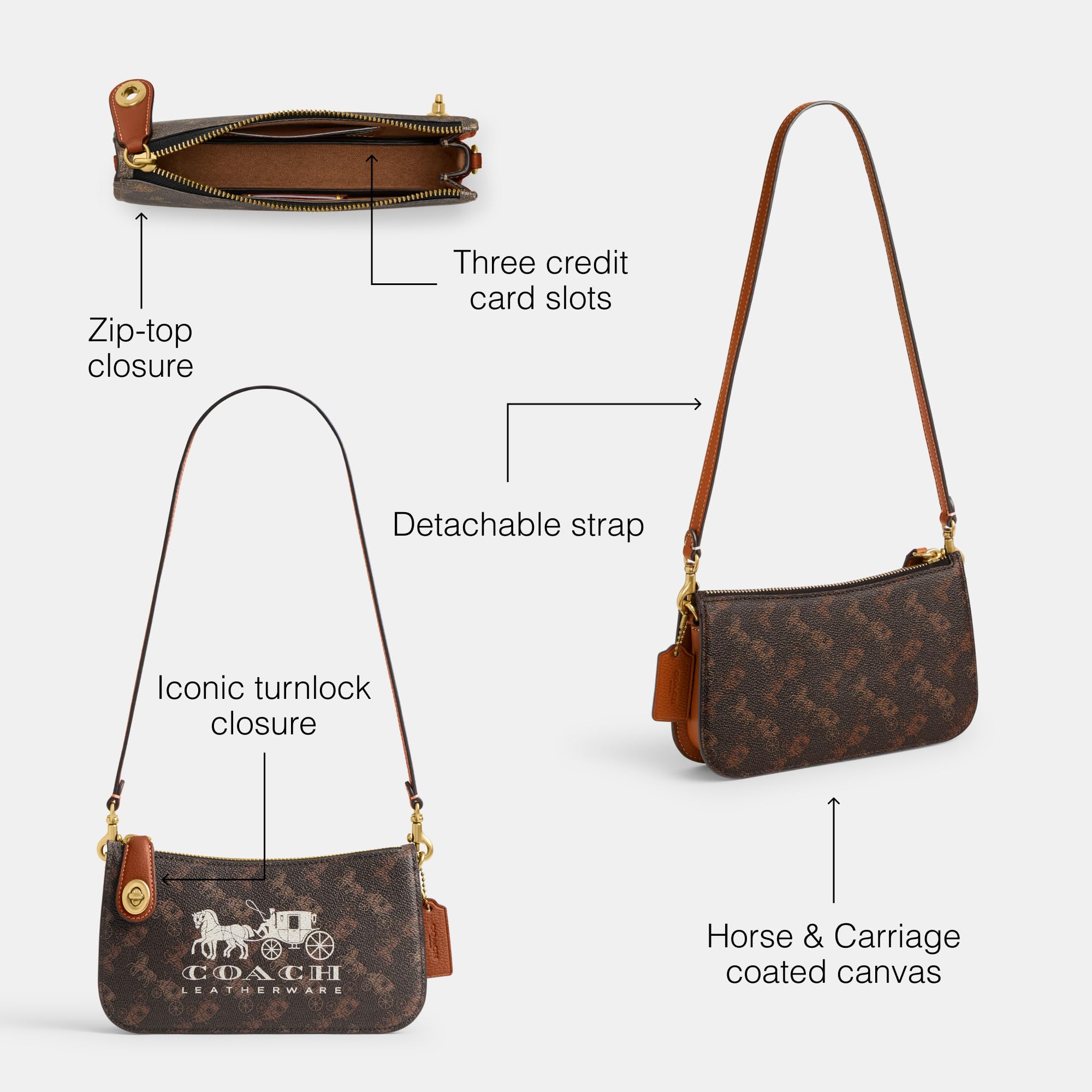 Coach Horse and Carriage Coated Canvas Turnlock Penn Shoulder Bag, Truffle Burnished Amber
