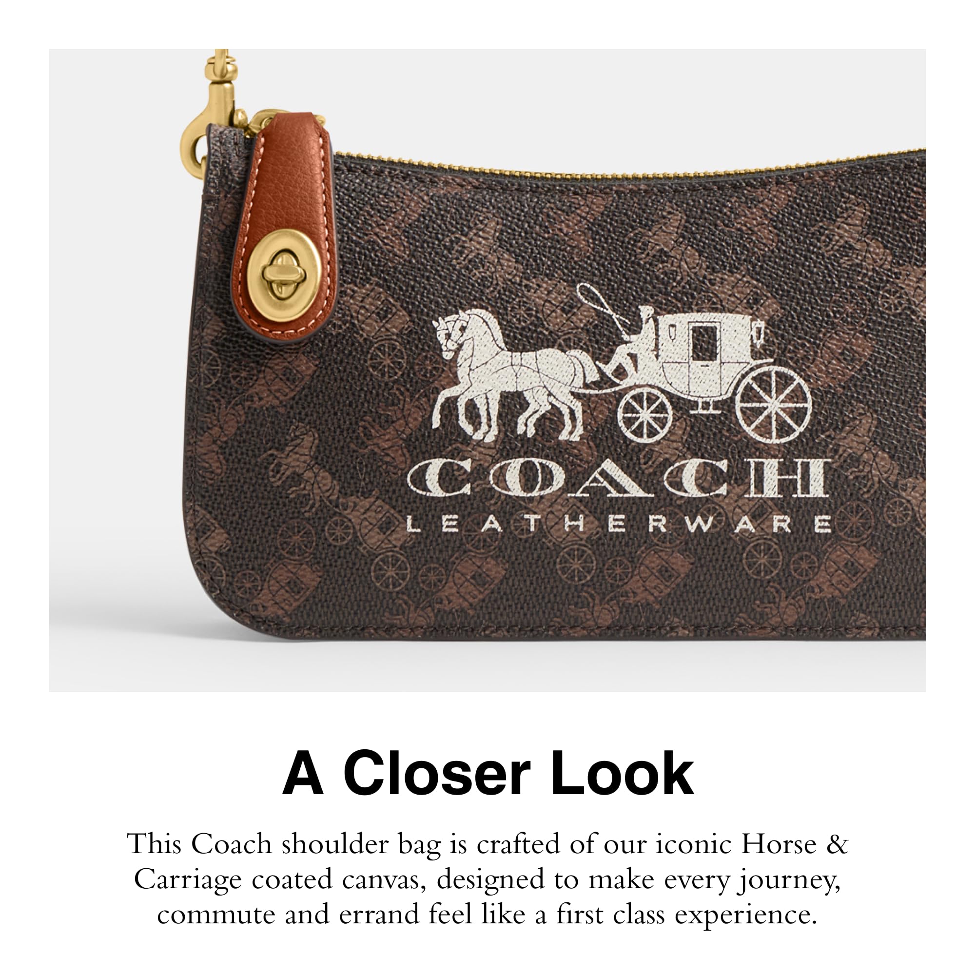 Coach Horse and Carriage Coated Canvas Turnlock Penn Shoulder Bag, Truffle Burnished Amber