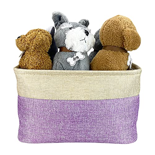 MALIHONG Personalized Foldable Storage Basket with Cute Dog Pembroke Welsh Corgi Collapsible Sturdy Fabric Pet Toys Storage Bin Cube with Handles for Organizing Shelf Home Closet, Purple and White