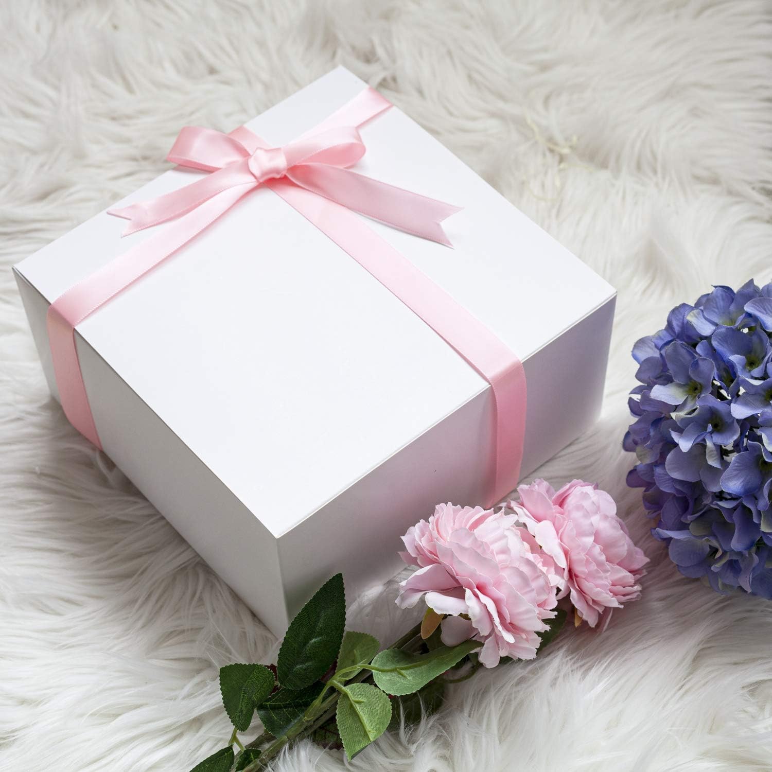 GEFTOL Gift Box 20 Pack 8 x 8 x 4 inches Fold Box Paper Gift Box Bridesmaids Proposal Box for Bridal Birthday Party Christmas(White)